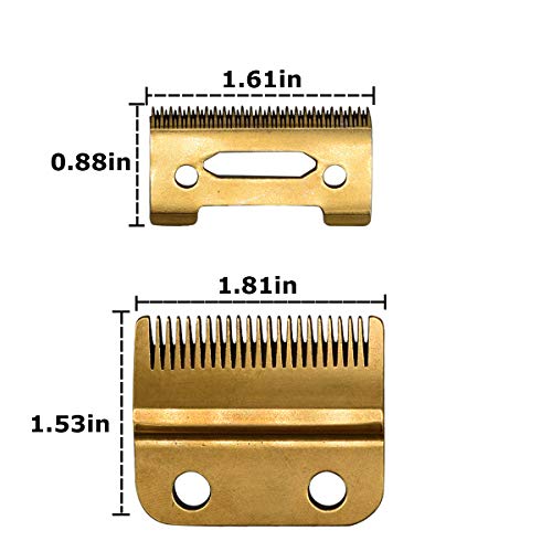 ZEROKIWI Professional 2 Hole Replacment Blades Set #2161-400-8148, Including 1 Carbon Steel Fix Blade, 1 Ceramic Moving Cutting Blade and 2 Screws, Compatible with Magic Clip 5 Star Series(Gold)