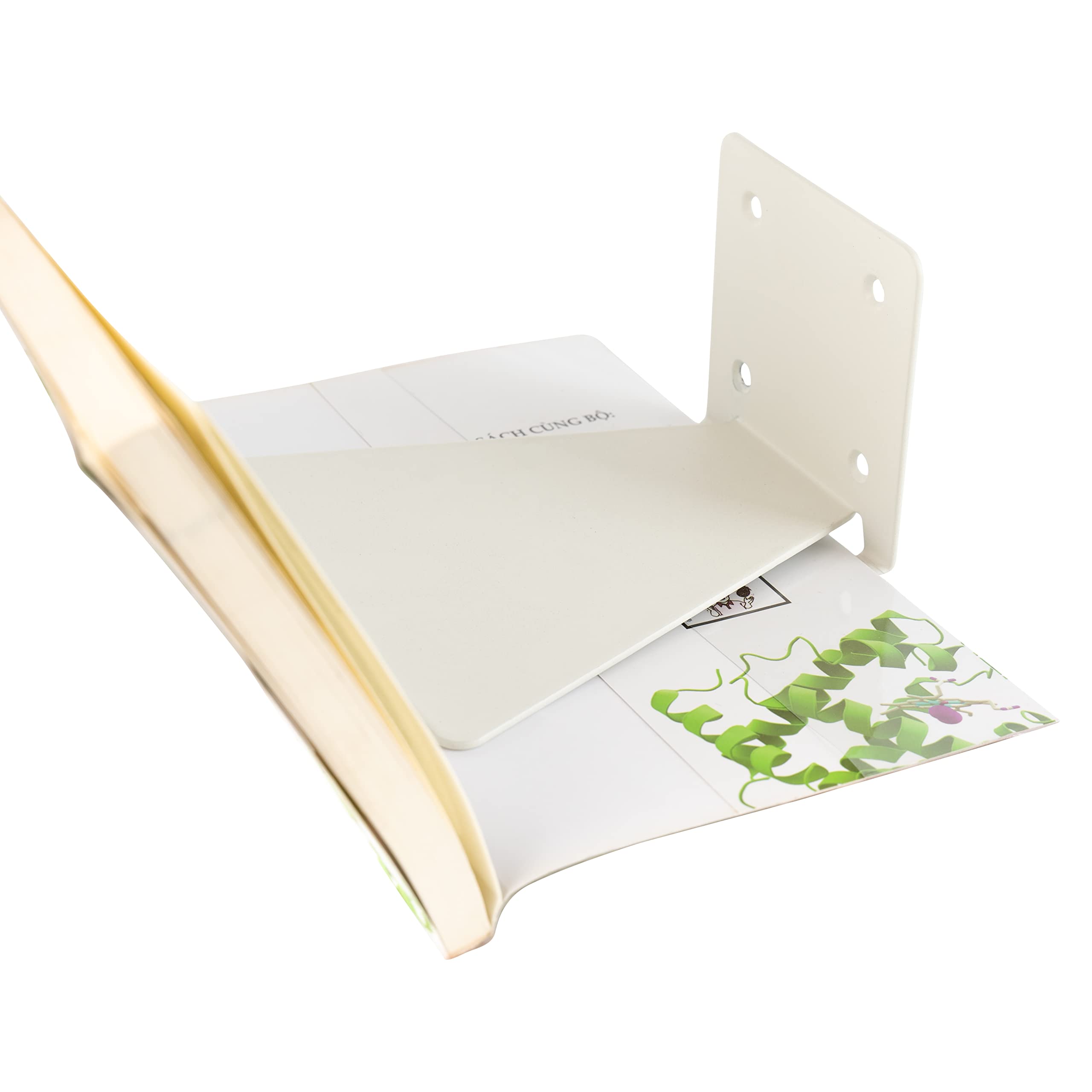 VASGOR Set of 4 Invisible Floating Bookshelf, Heavy Duty Wall Mounted Book Shelf Organizer, Wall Mount Metal Shelves Holder for Books (4, White)