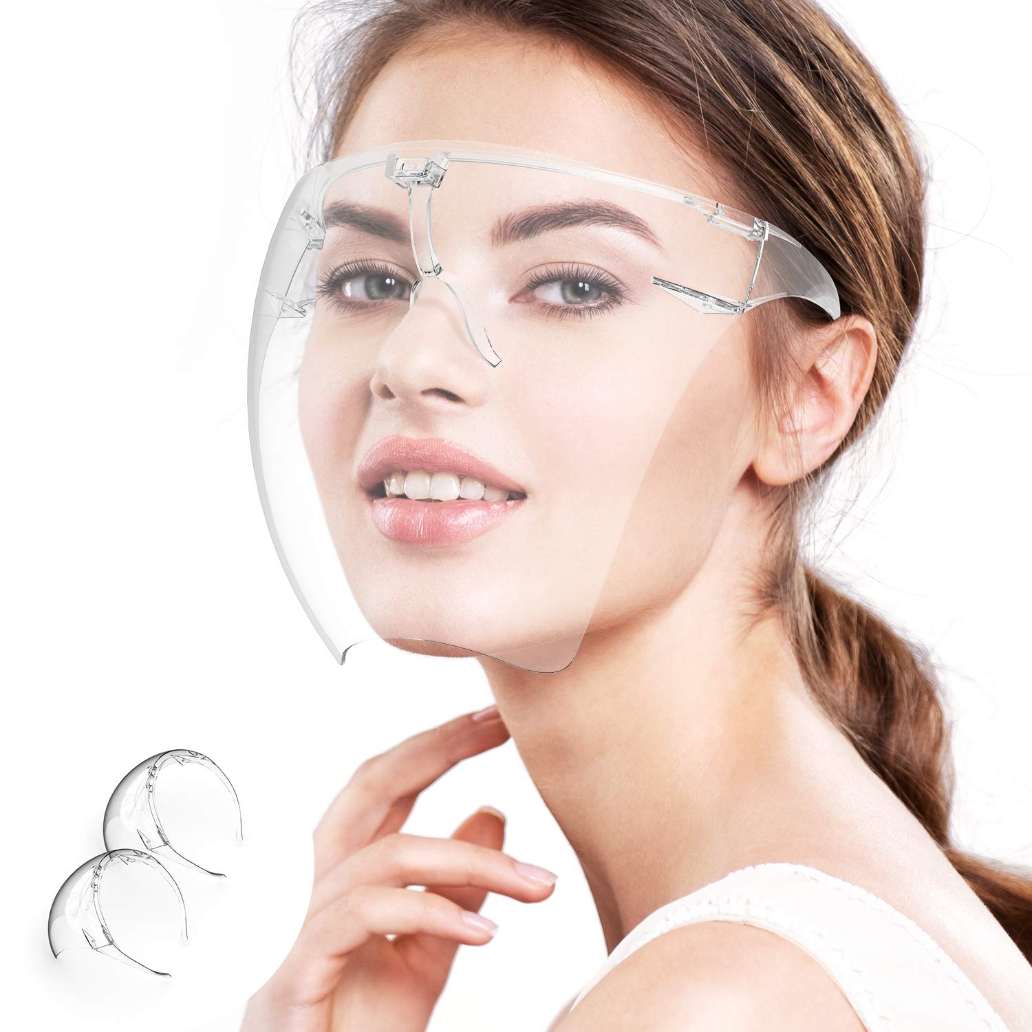 Wattne Face Shield, Clear Safety Face Shields with Frame Detachable Full Face Protective Reusable Goggle Shield Anti-spitting Fog & Scratch Resistant Suitable for Indoor and Outdoor Activities