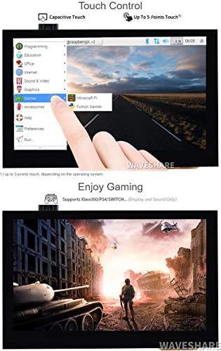 waveshare 4.3inch Capacitive Touch Screen LCD Compatible with Raspberry Pi 5/4B/3B+/3A+/2B/B+/A+/Zero/Zero W/WH/Zero 2W CM3+/4 800×480 Resolution HDMI IPS Supports Jetson Nano/Windows
