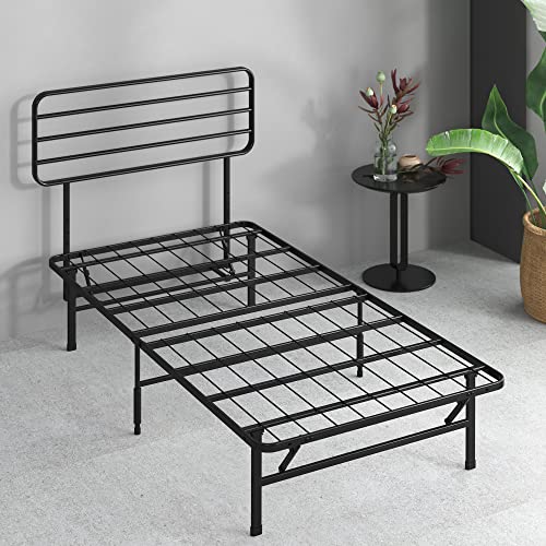 ZINUS SmartBase Mattress Foundation with Headboard / 14 Inch Metal Platform Bed Frame / No Box Spring Needed / Sturdy Steel Frame / Adjustable Headboard Height, Twin
