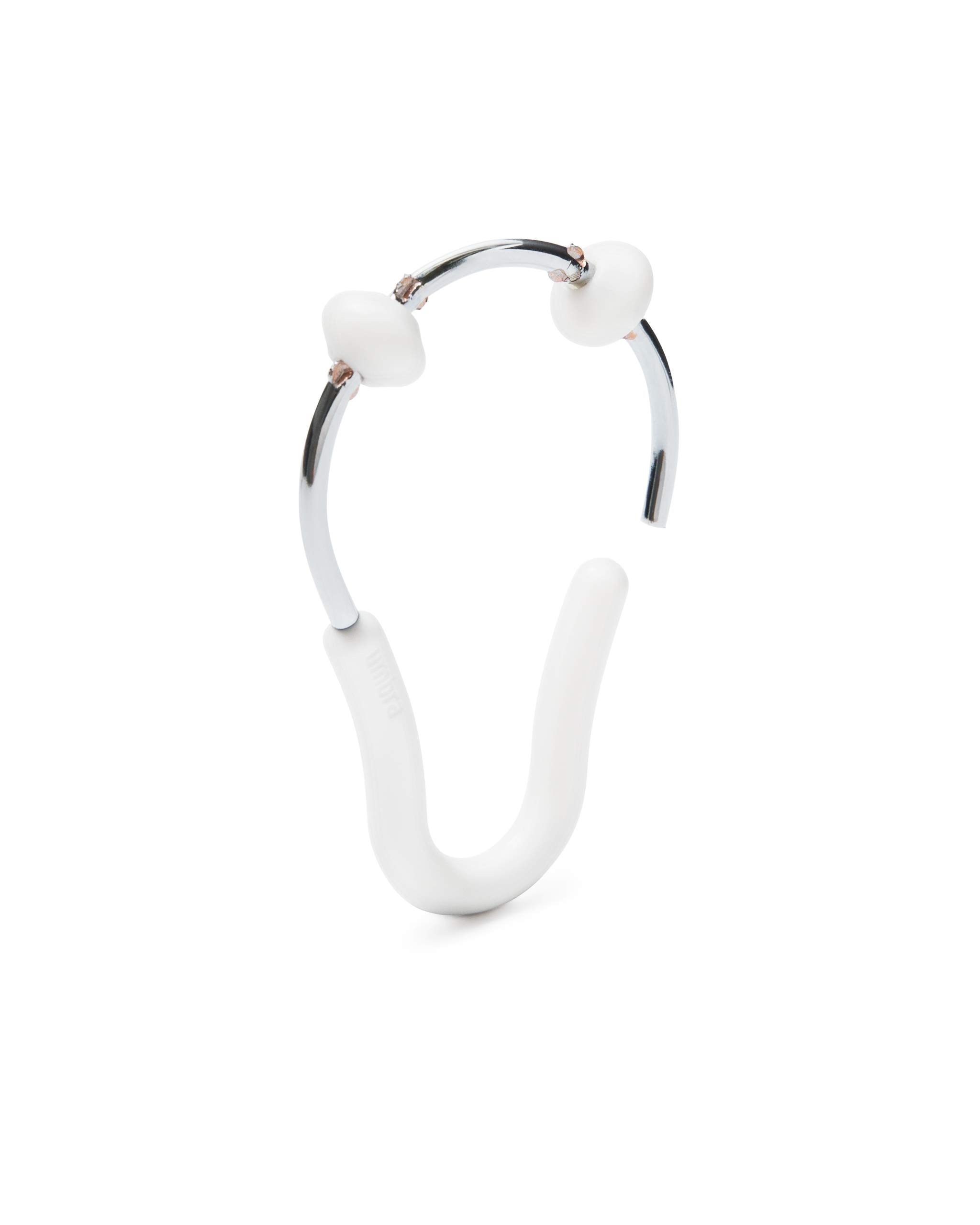 Umbra, White/Chrome Flex Single Shower Rings, Set of 12, 2'' x 3'' (1012687-666)