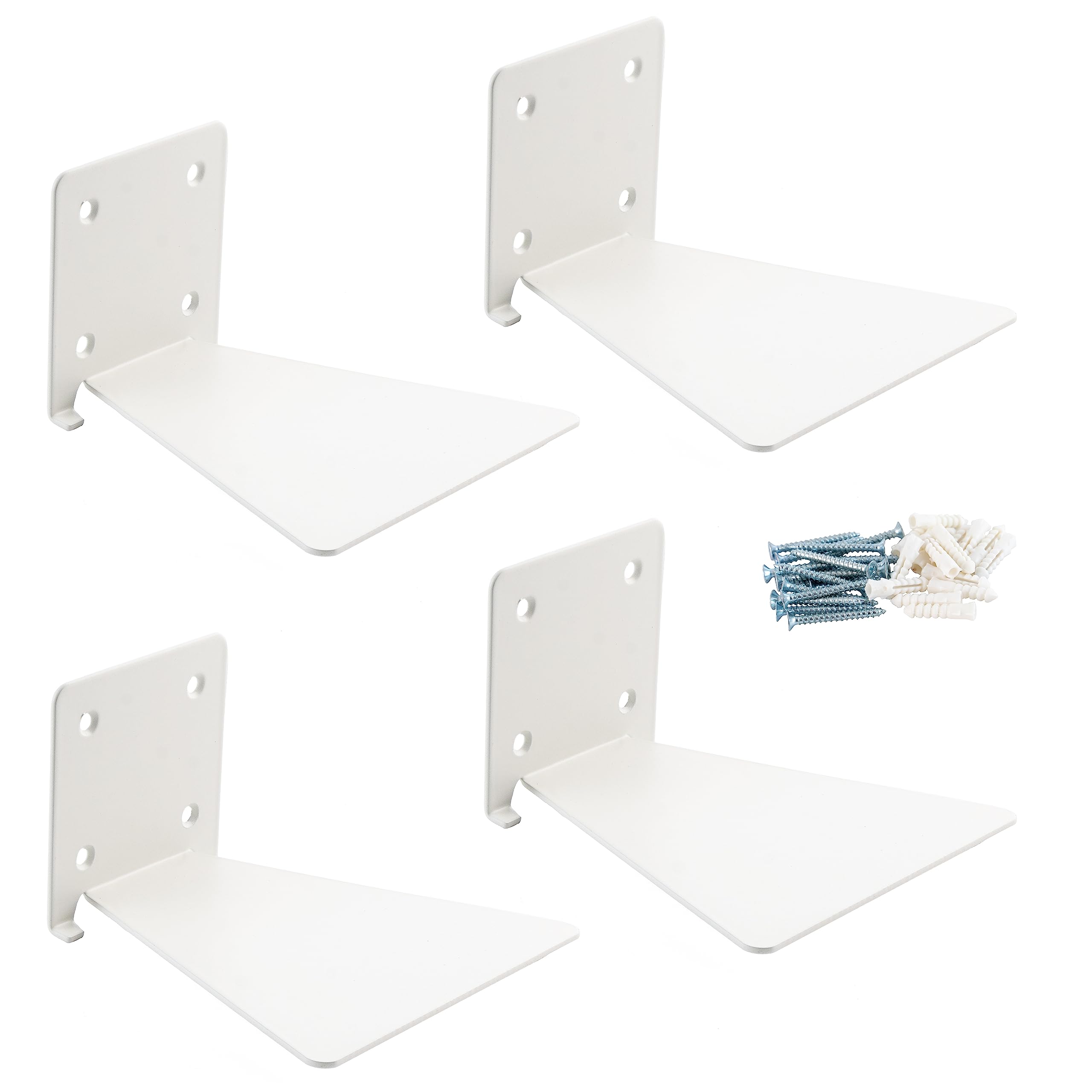 VASGOR Set of 4 Invisible Floating Bookshelf, Heavy Duty Wall Mounted Book Shelf Organizer, Wall Mount Metal Shelves Holder for Books (4, White)