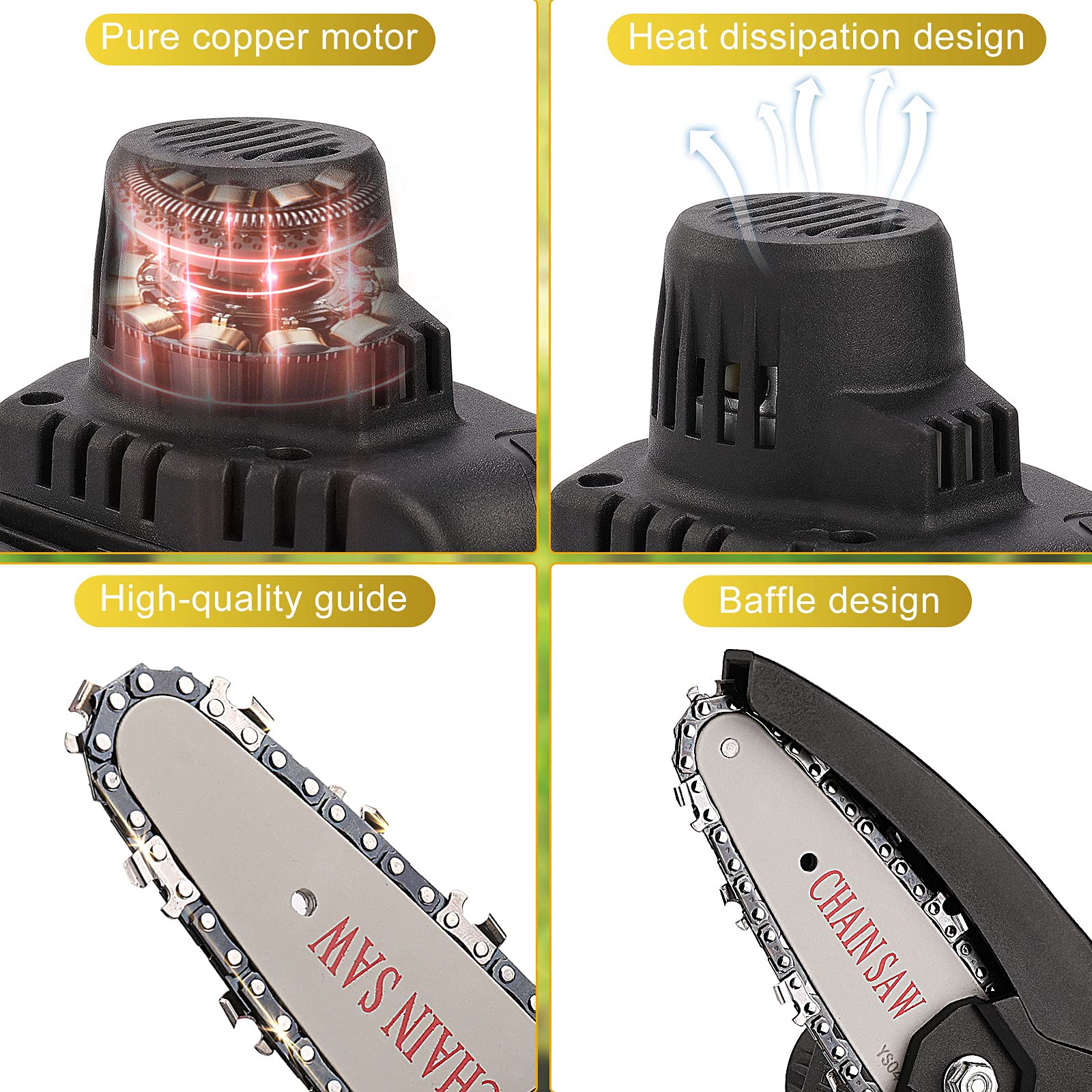 ZNP Mini Chainsaw Cordless, Battery Powered Chainsaw, 4 inch Handheld Portable Chain Saw for Tree Pruning, Electric operated Small Chainsaw for Gardening Tree Branch Wood Cutting (upgrade 2.0)