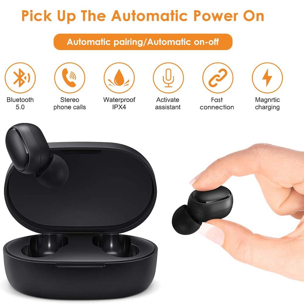 Xiaomi Mi True Wireless Basic S Bluetooth 5.0 Headphones Stereo Bass with Microphone AI Control Hands-Free Headphones Black (Global Version)
