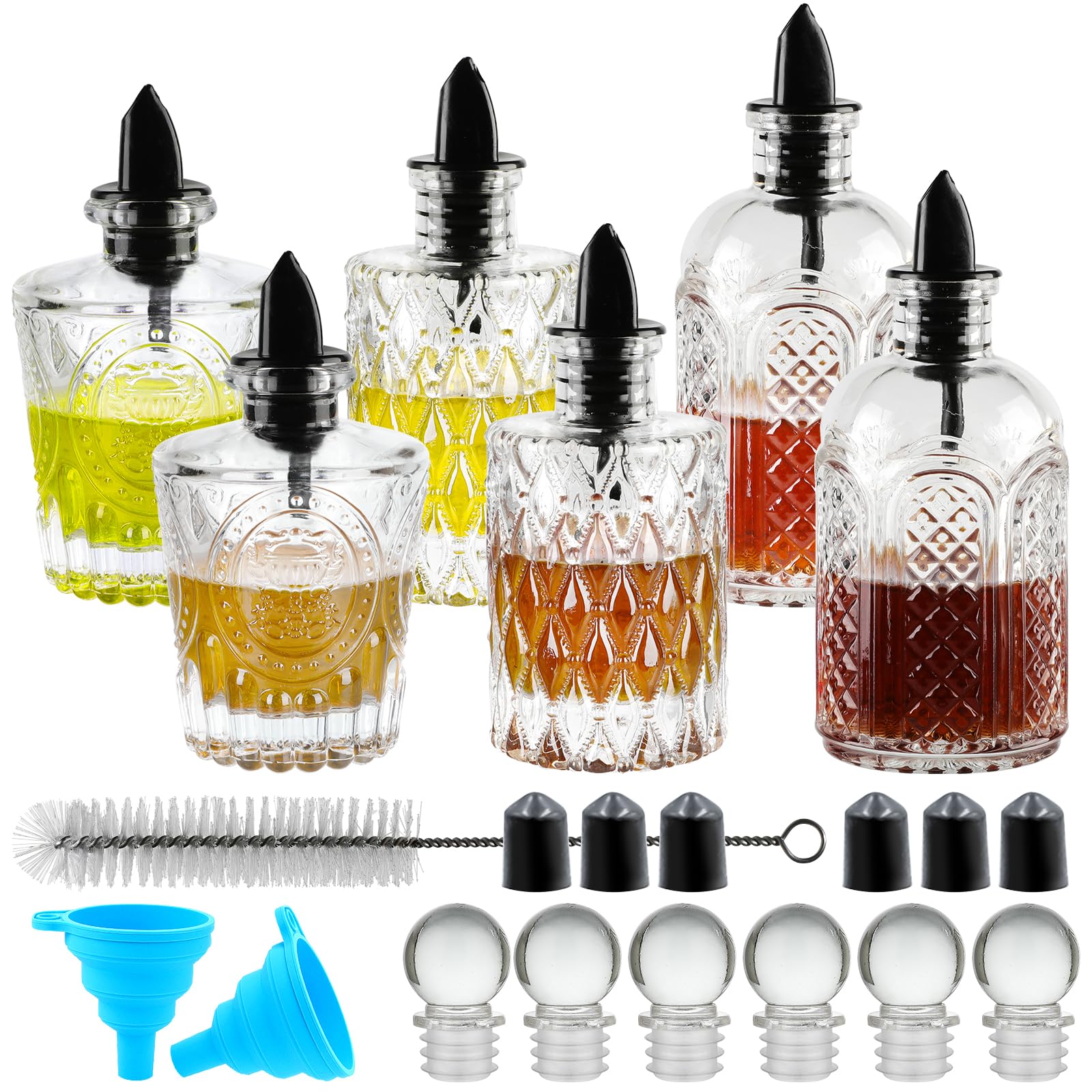 Syrup Bottle Set of 6 - Syrup Dispenser with Leak-Proof Lids Pour Spout Ideal for Coffee Syrups,Honey,Condiments,Olive Oilā¦