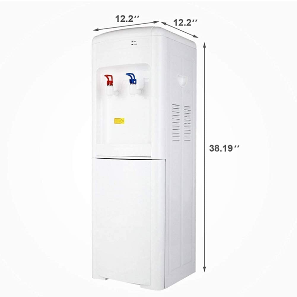 Vertical Water Dispenser Upgrade 5 Gallon Water Cooler Dispenser-Top Loading Freestanding Water Dispenser with Storage Cabinet, Two Temperature Settings-Hot(85℃-95℃), Normal Temperature(10-1