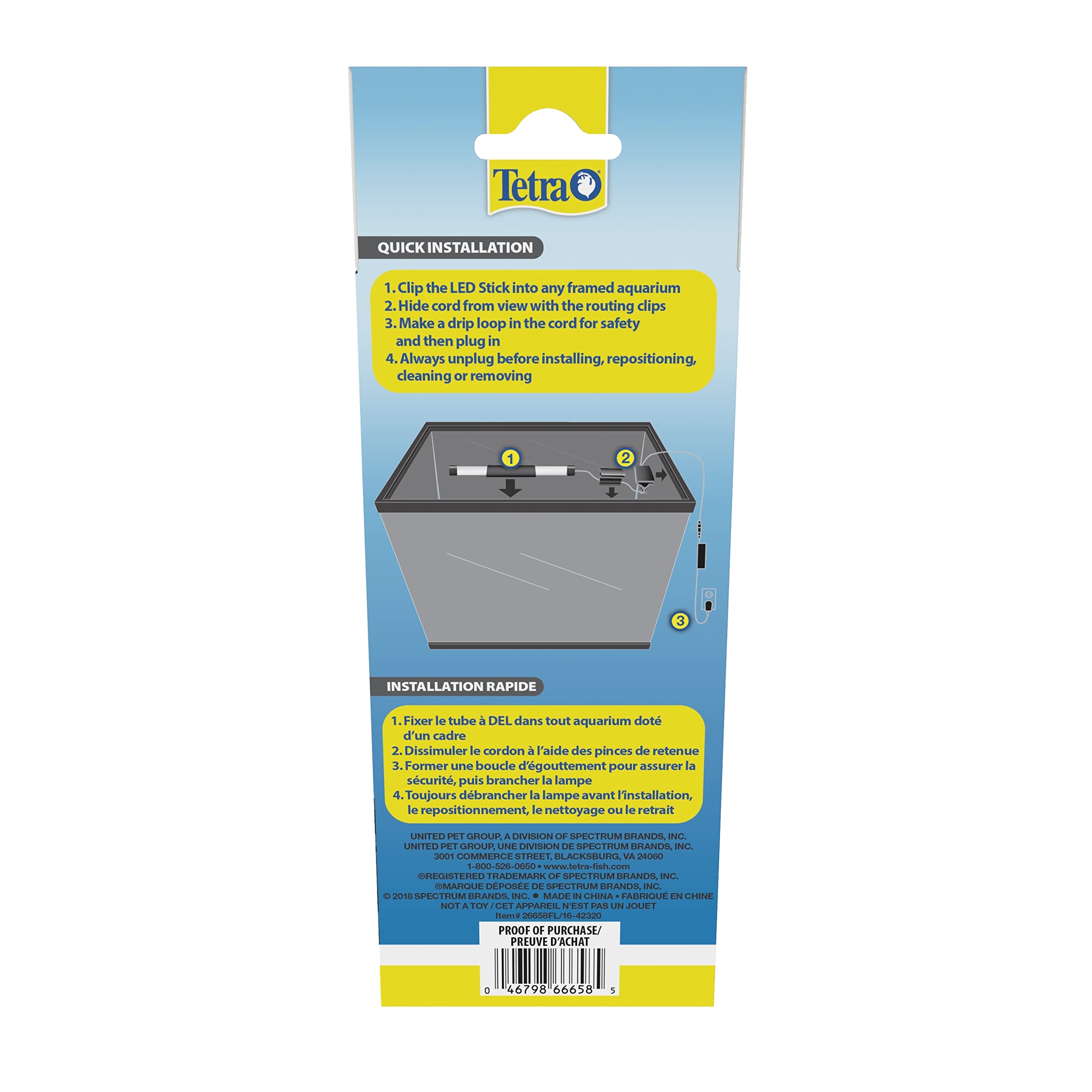 Tetra Hidden LED Stick 6 Inches, Brilliant White Aquarium Light for Tanks Up to 15 Gallons, Model Number: 26658