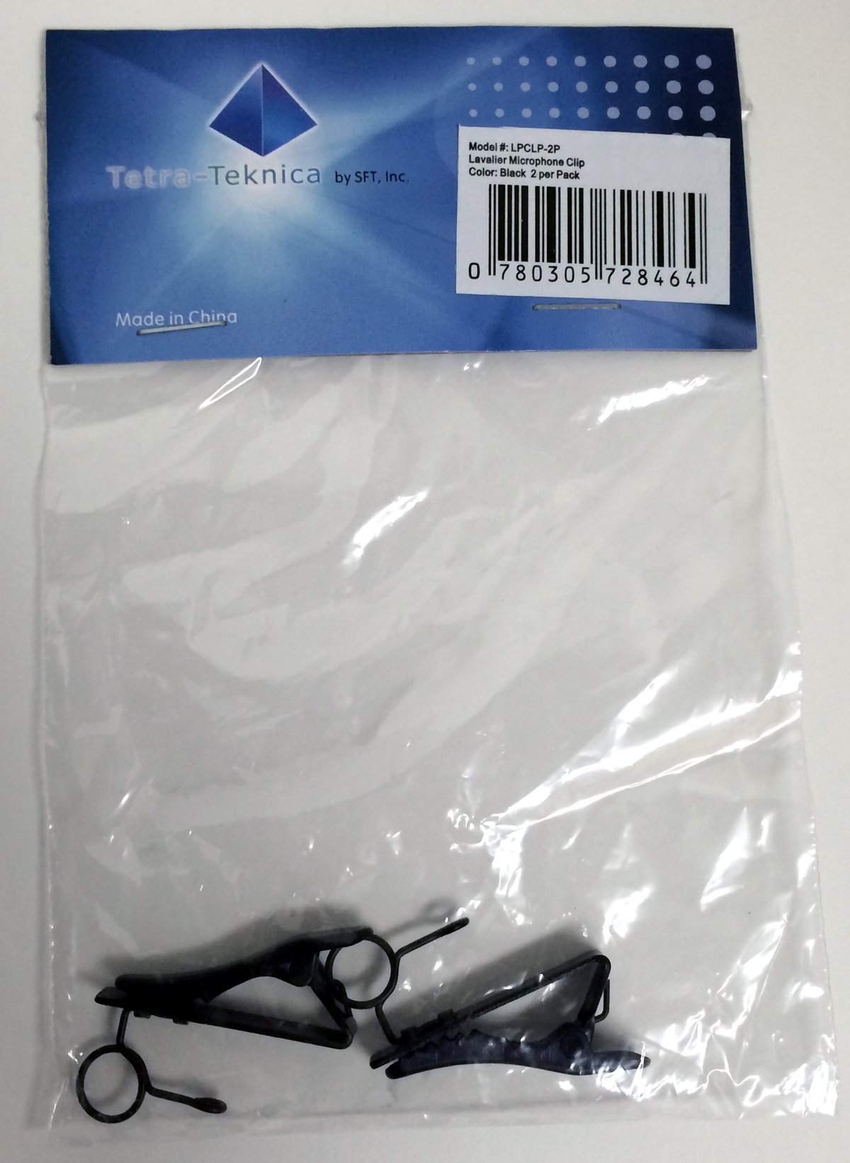Tetra-Teknica LPCLP-2P 5/16" Ring-type Lapel/Lavalier Microphone Tie Clip, 2-Pack (Black)