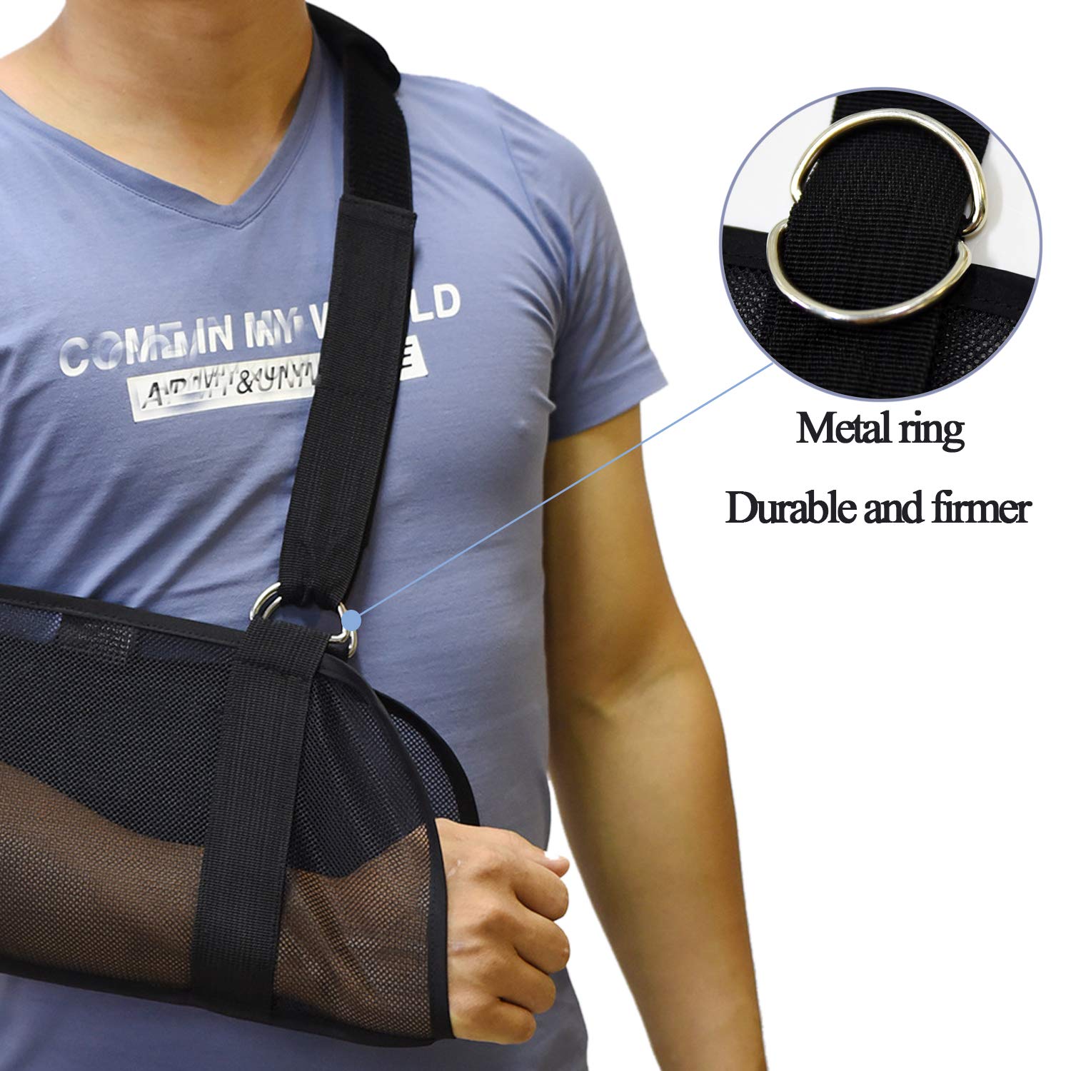 YAVOUN Breathable Mesh Arm Sling for Shower - Adjustable, Slings for Arm Torn Rotator Cuff Injury, Shower Sling for Shoulder, Elbow, Wrist, Sling Forearm - Right Left Arm for Men Women(Black)