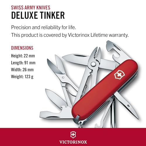 Victorinox Swiss Army Multi-Tool, Tinker Pocket Knife , Red, 91mm