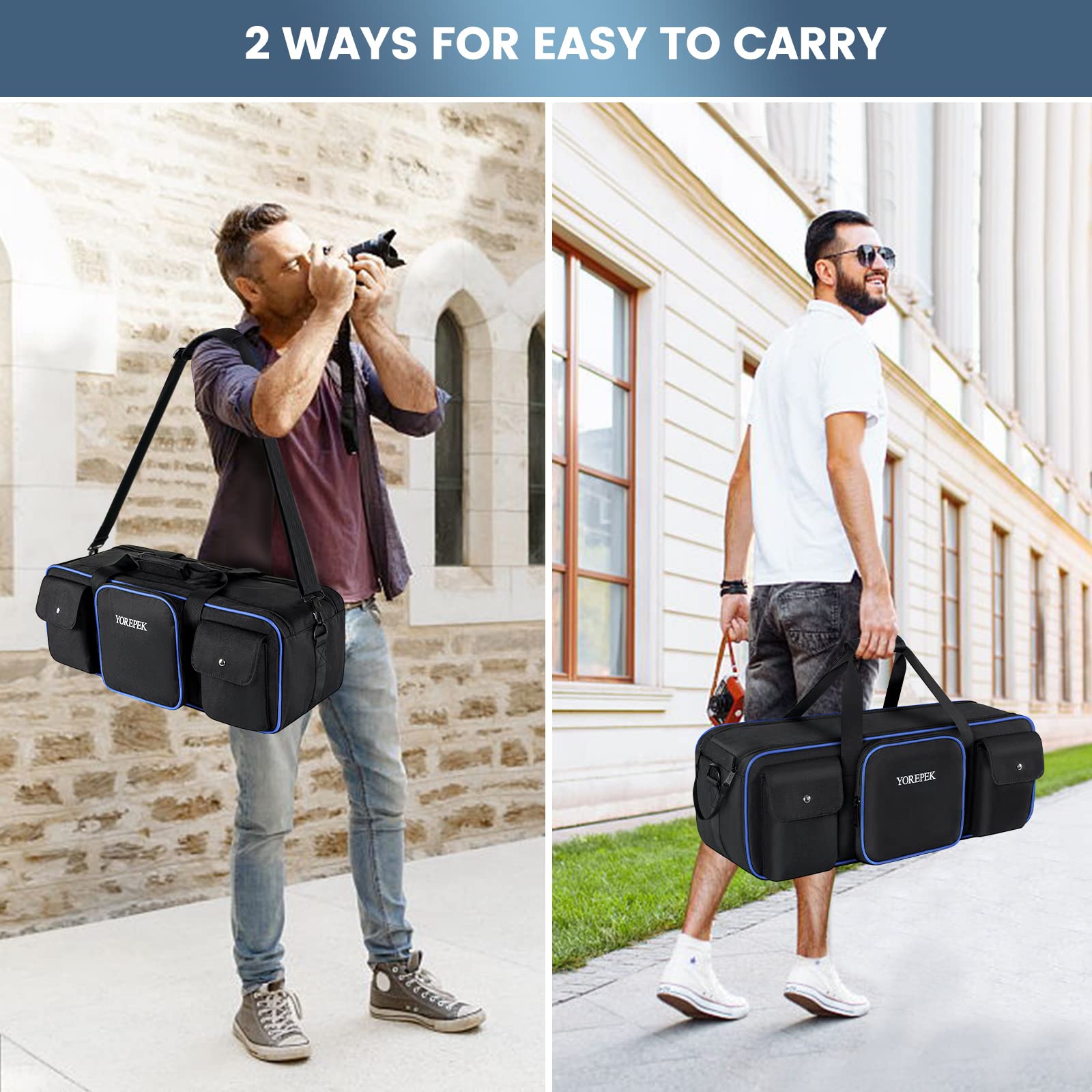 YOREPEK Tripod Carrying Case Bag 50.5", Durable Light Stand Bag with 2 Removable Padding, Photo Studio Equipment Case for Tripods, Monopods, Speaker Stands, Umbrellas, Gear, Mic Stand, Tent Pole