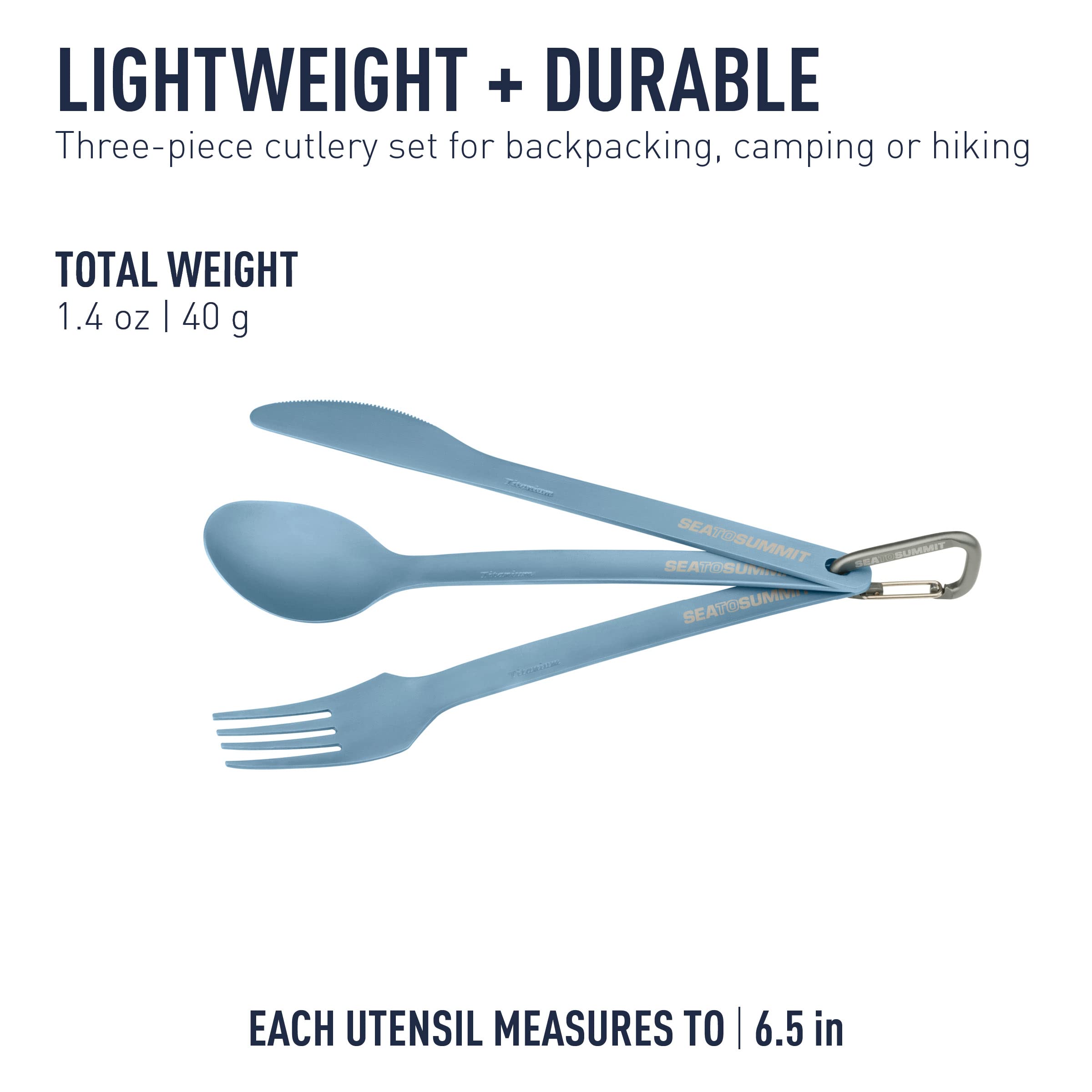 Sea to Summit 3-Piece Titanium Camping Spoon, Knife, and Fork Set