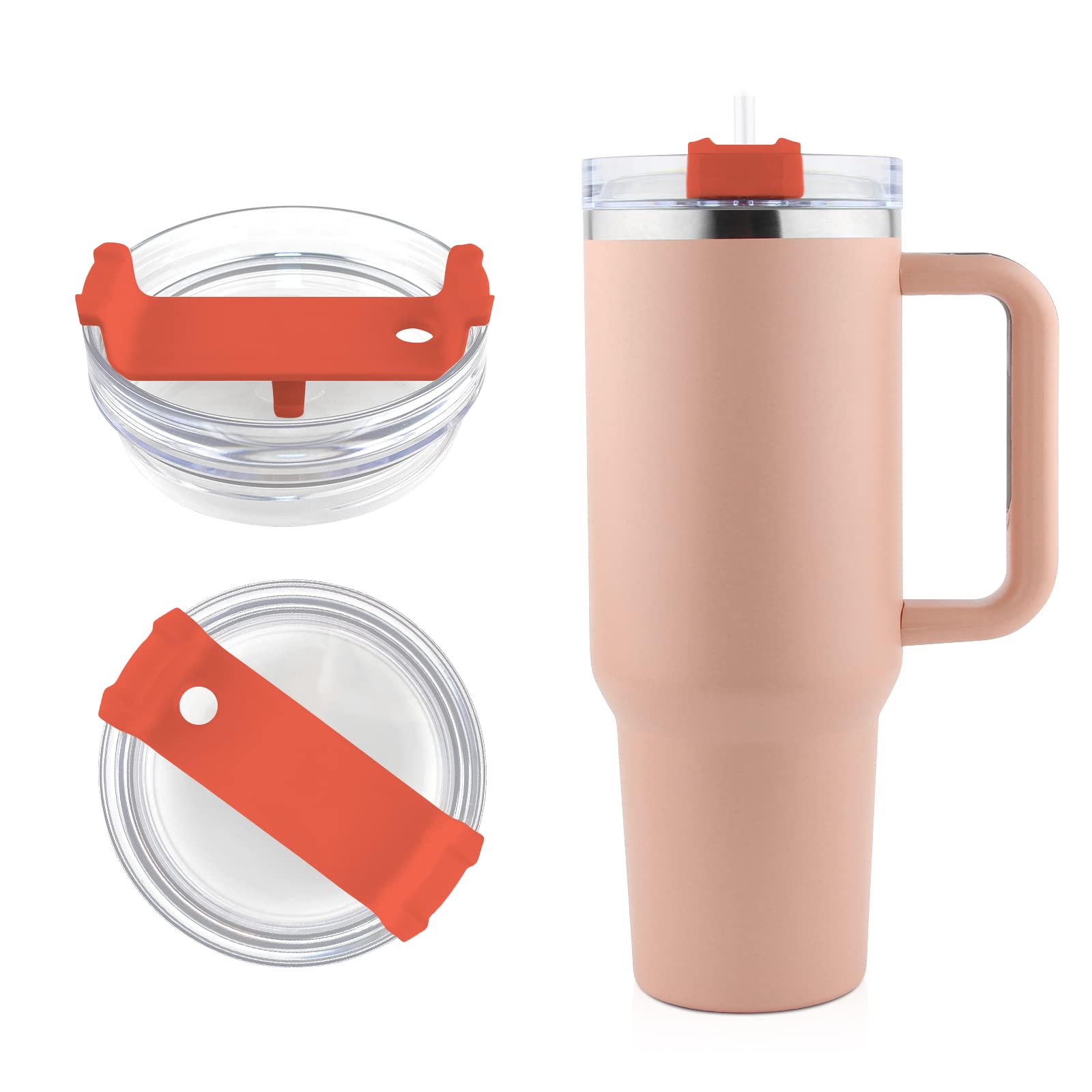 Tumbler Lids for 40oz Stanley Cup, 2 Pack Replacement Lids for Stanley Quencher H2.0 with Handle, Spill Proof Tumbler Cover Set Plastic Rotation Stanley Accessories