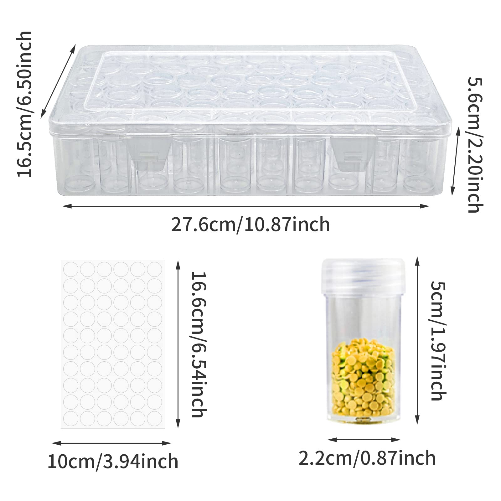 TUNE HSV Diamond Painting Storage Containers Diamond Art Accessories Seed Bead Plastic organizers and storage Box with Label Stickers (60 Grids)