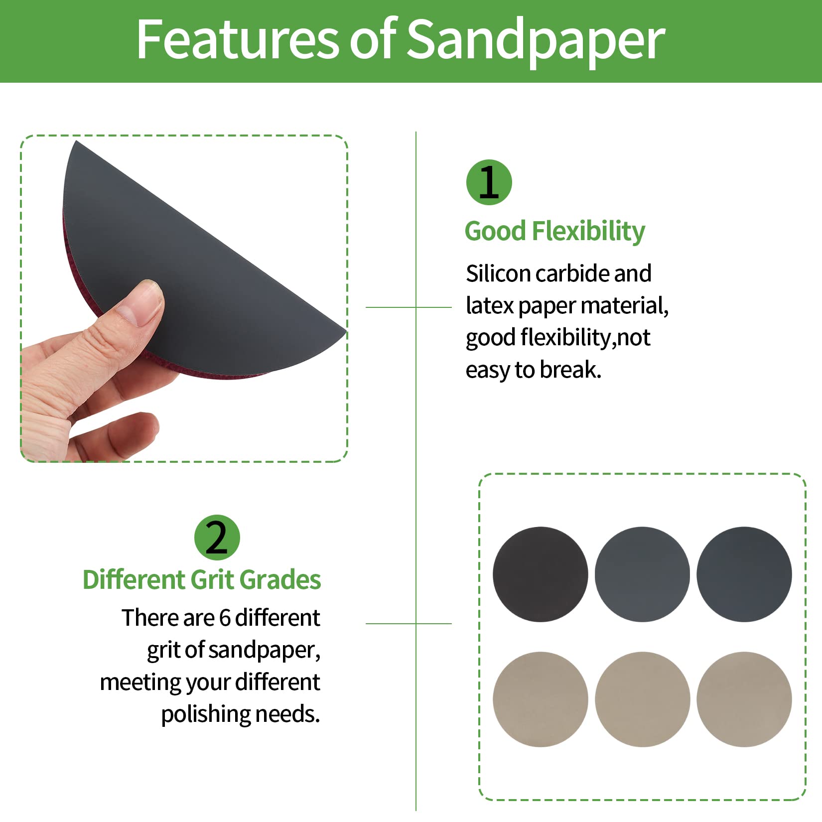 YOUYIDUN - 30 Pcs 5 Inch(125 mm) Wet Dry Sandpaper, 1000/1500/2000/3000/4000/5000 Assorted Grit Hook & Loop Sanding Discs Paper, Silicon Carbide Polish Sandpaper for Auto Wood Metal Sanding Polishing