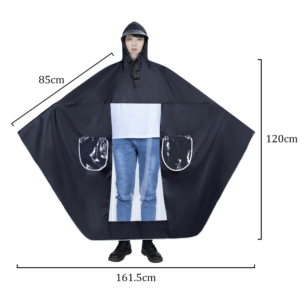 Unisex Adult Poncho Waterproof Rain Poncho Outdoors Bike Ebike Motorcycle Scooter Cycling Jacket Raincoat Cape Rain Cover (Navy)