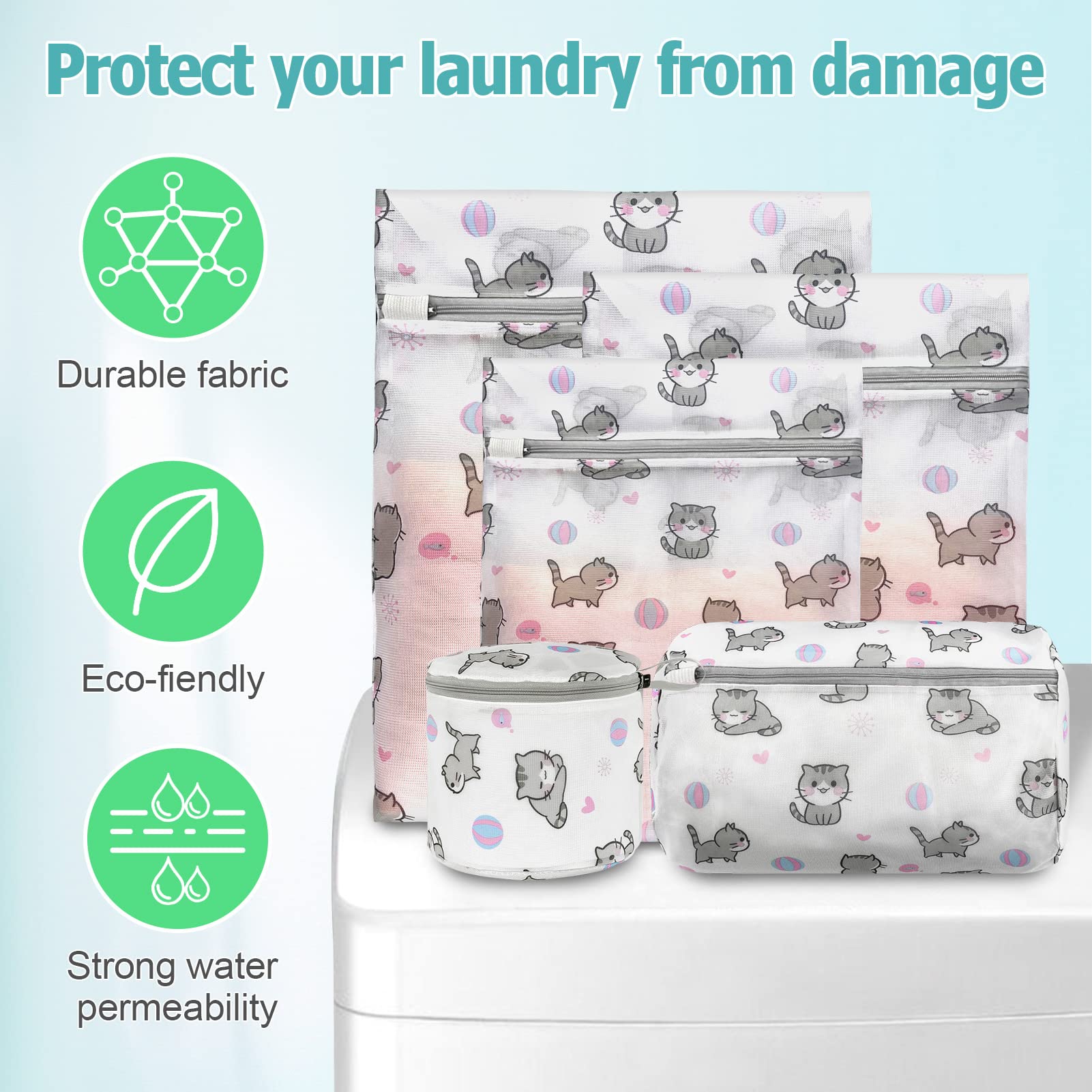 YUNHEGONG 5 Set Mesh Laundry Bags for Delicates + 3 Pcs Bra Washing Bags for Laundry