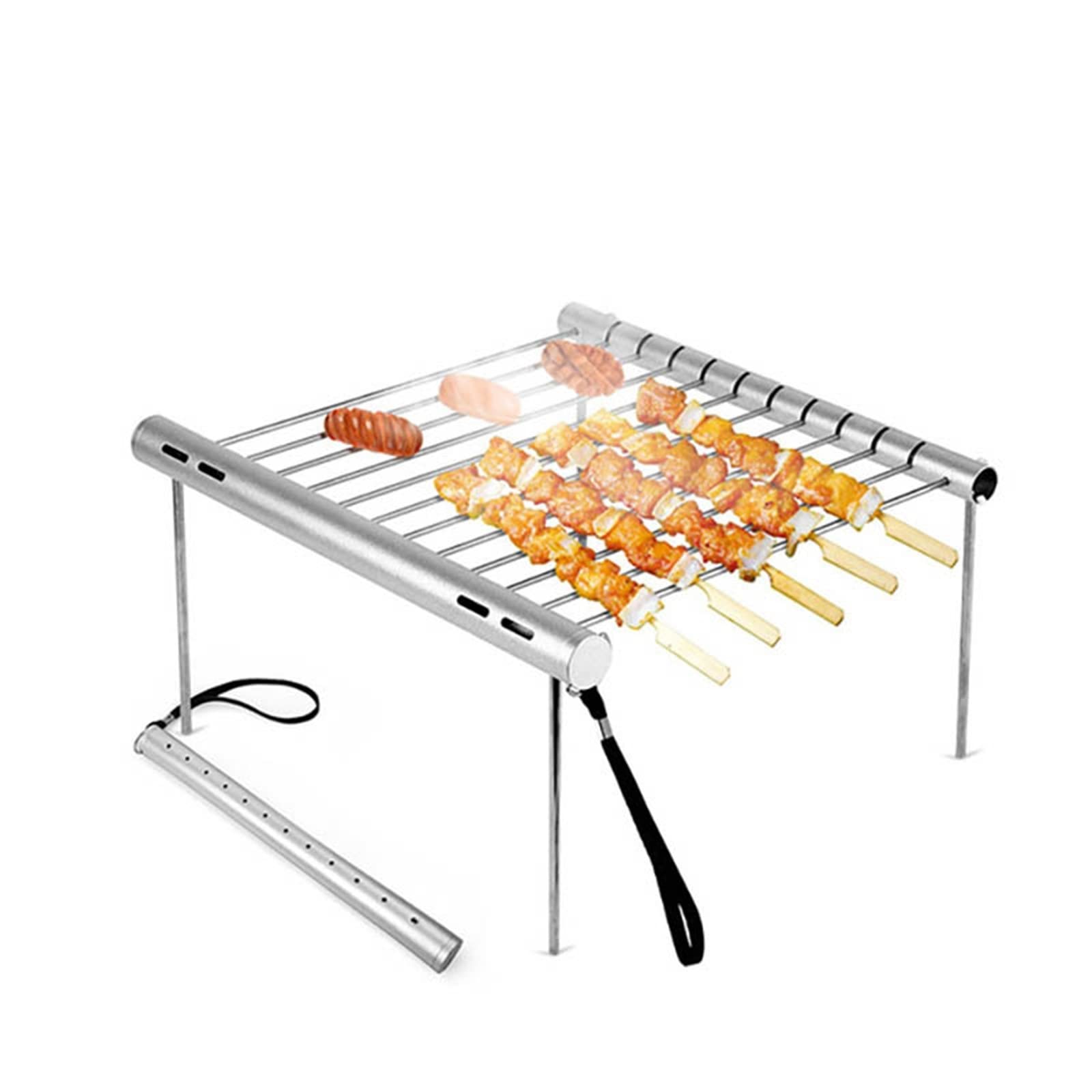 TAMYID Charcoal Grills, Mini Stainless Steel BBQ Grill Portable BBQ Grill Mini Pocket Camping Grill For Outdoor Home Park Use