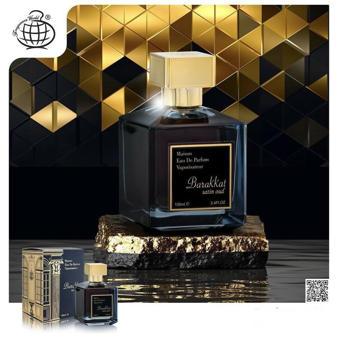 TAWAKKAL PERFUMES Fragrance World Barakkat Satin Oud EDP Perfume 100ml (3.4FL OZ)