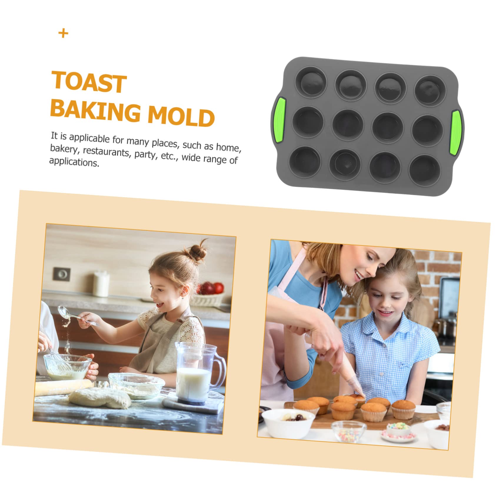 UPKOCH 12-Grid Cake Mold cake baking silicone treat muffin pan molds mousse mould usa muffin baking nonstick bakeware crafting egg muffin pan muffins kitchen Silica gel brownie decorate