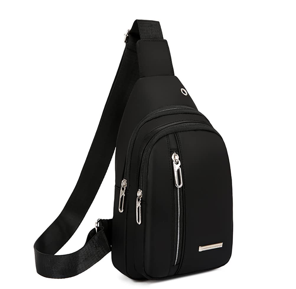 YERCHIC Small Sling Bag Crossbody Shoulder Bag for Men Women Lightweight One Strap Backpack Casual Daypack for Daily Travel Outdoor, Black,5811