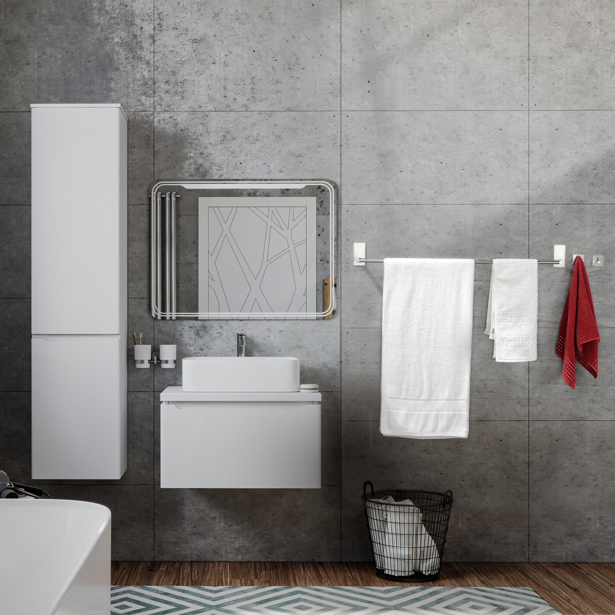 Taozun Towel Bar - 32 Inch Towel Holder with 2 Packs Adhesive Hooks, Hand Towel Rack Stick on Wall, Stainless Steel Bathroom Hardware Accessory Kit