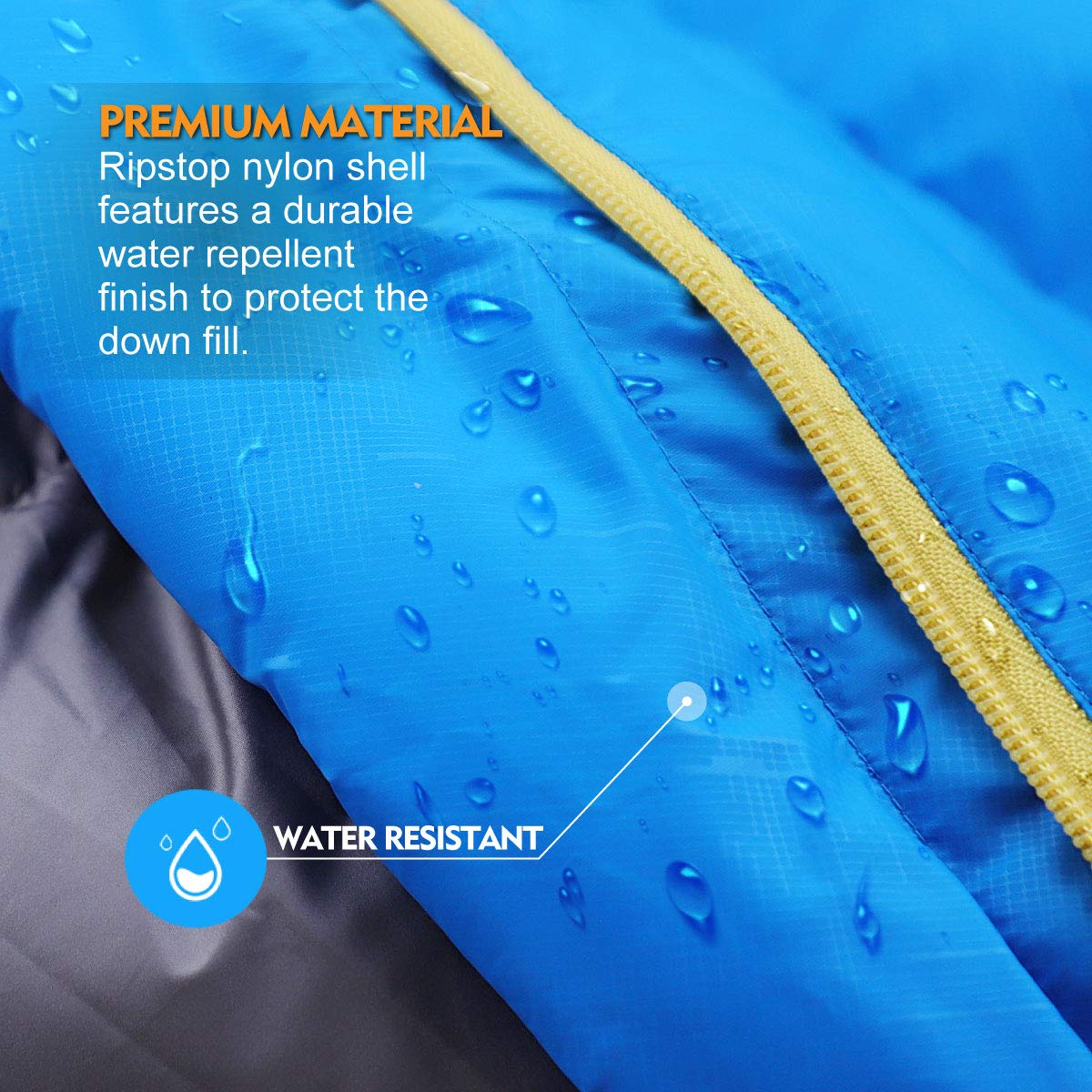 ZOOOBELIVES 10 Degree F Hydrophobic Down Sleeping Bag for Adults - Lightweight and Compact 4-Season Mummy Bag for Backpacking, Camping, Mountaineering and Other Outdoor Activities – Alplive D1500