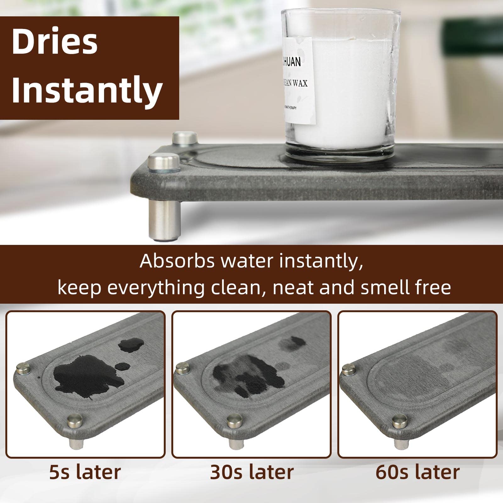 YLTIMER Instant Dry Kitchen Sink Organizer Sink Caddy: Fast Drying Stone Sink Tray for Bathroom Vanity Countertop Kitchen Sink Organizer