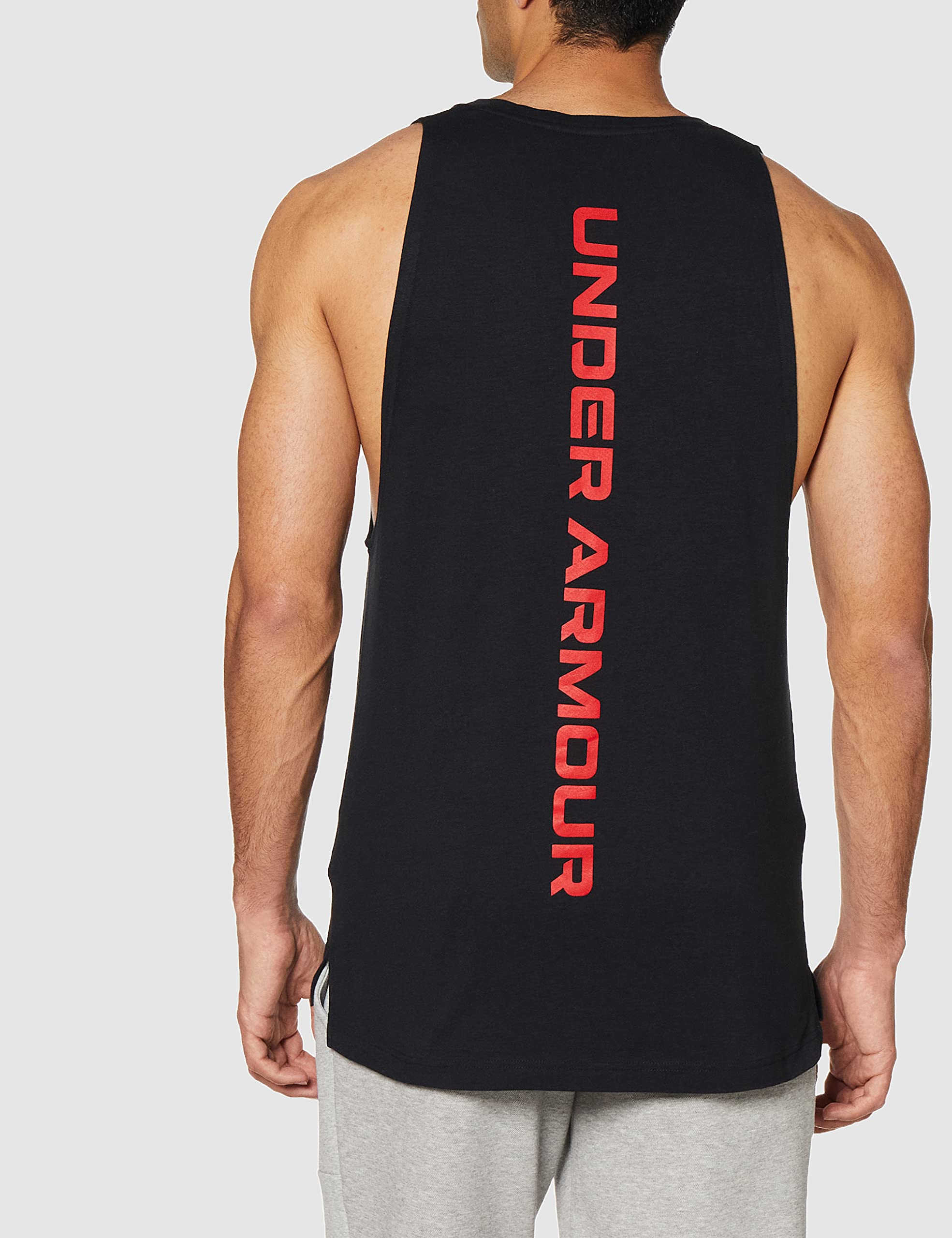 Under Armour Men's Baseline Cotton Tank , Black (001)/Red, Large
