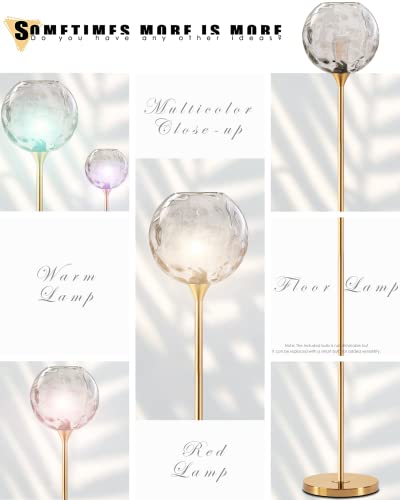 Yomony Floor Lamp - Open Glass Standing Light with Blub for Living Room, Bedroom, Office (Gold, Hill - Floorlamp)