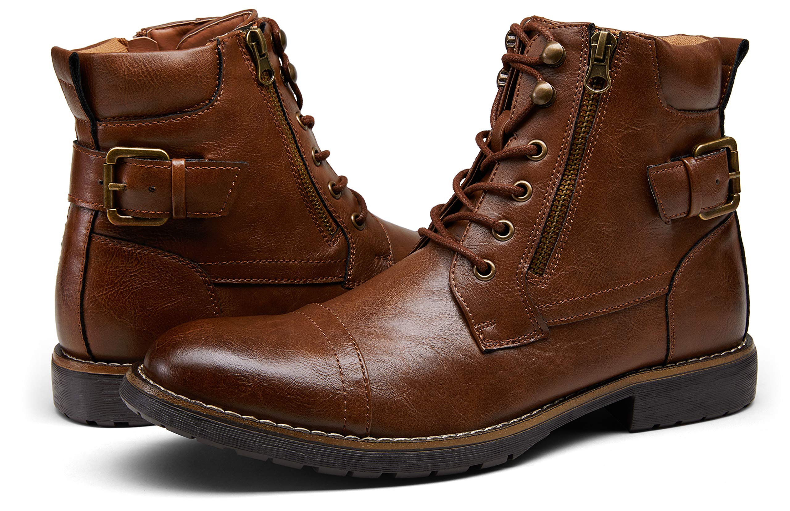 Vostey Men's Boots Casual Dress Boots for Men Brown Boots Mens Motorcycle Combat Ankle Boot (BMY678A dark brown 10)