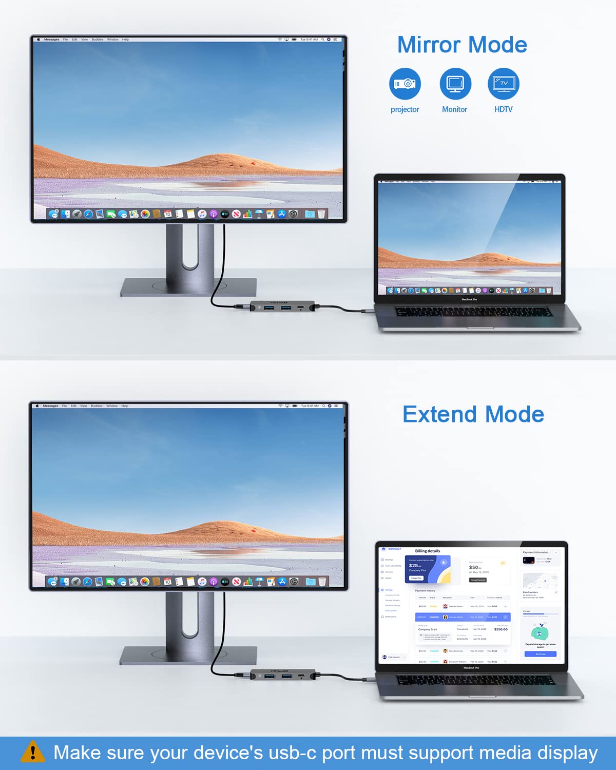 USB C Hub, QGeeM 4-in-1 USB C to HDMI Adapter with 4K USB C to HDMI Hub,100W Power Delivery,USB 3.0,Thunderbolt 3 Hub Compatible for MacBook Pro, XPS, iPad Pro,More Type C Devices