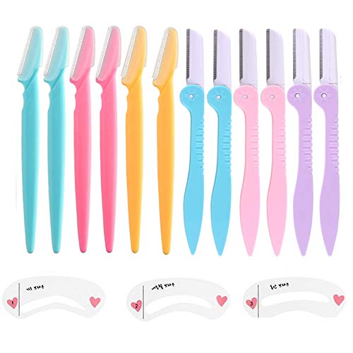 Yosawa 12 Pieces Eyebrow Razor Shaper Trimmer Shaver Women Men Facial Razor Multipurpose Exfoliating Tool with Precision Cover(SMD)