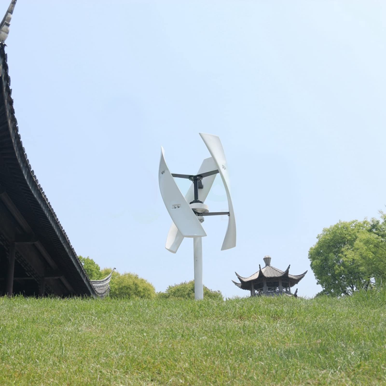 ZHIHUASMTBX Vertical Wind Turbine Generator, 12V 24V 48V 220V 4000W 3 Blades Vertical Magnetic Levitation Upright Wind Generator for Home Use (with MPPT Controller White),48v