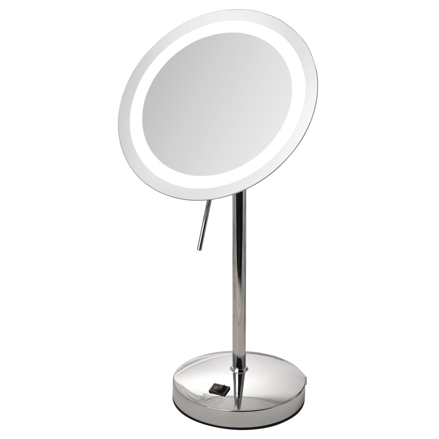 Sharper Image JRT950CL 8.5" Slimline Led Lighted Tabletop 8x Magnification Mirror, Chrome