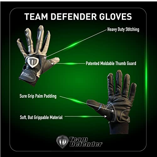 Team Defender Catcher's Thumb -Guard Protective Glove Gray| Black- Medium