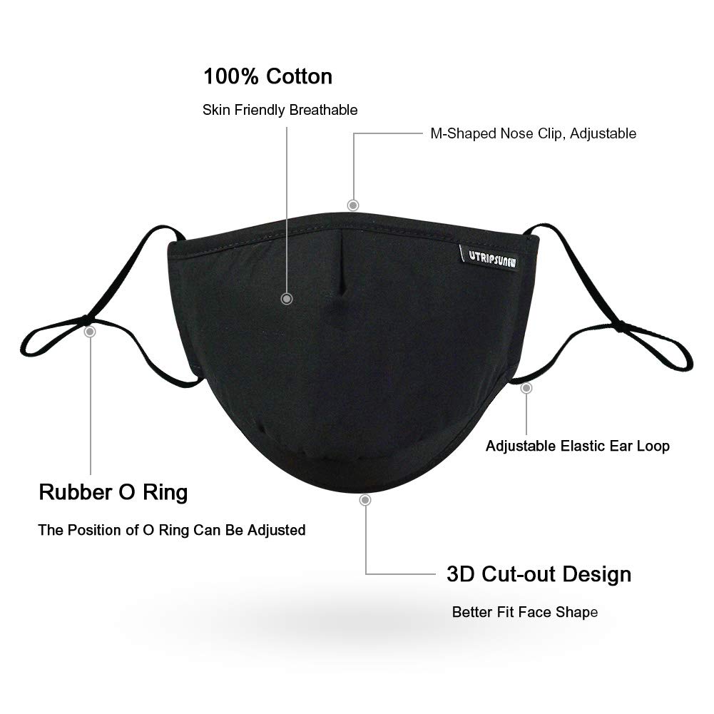 UTRIPSUNEW Face Masks for Women - Cotton Face Mask Washable Reusable Cloth Mask with 4 Filters Adjustable Ear Loops & Nose Wire