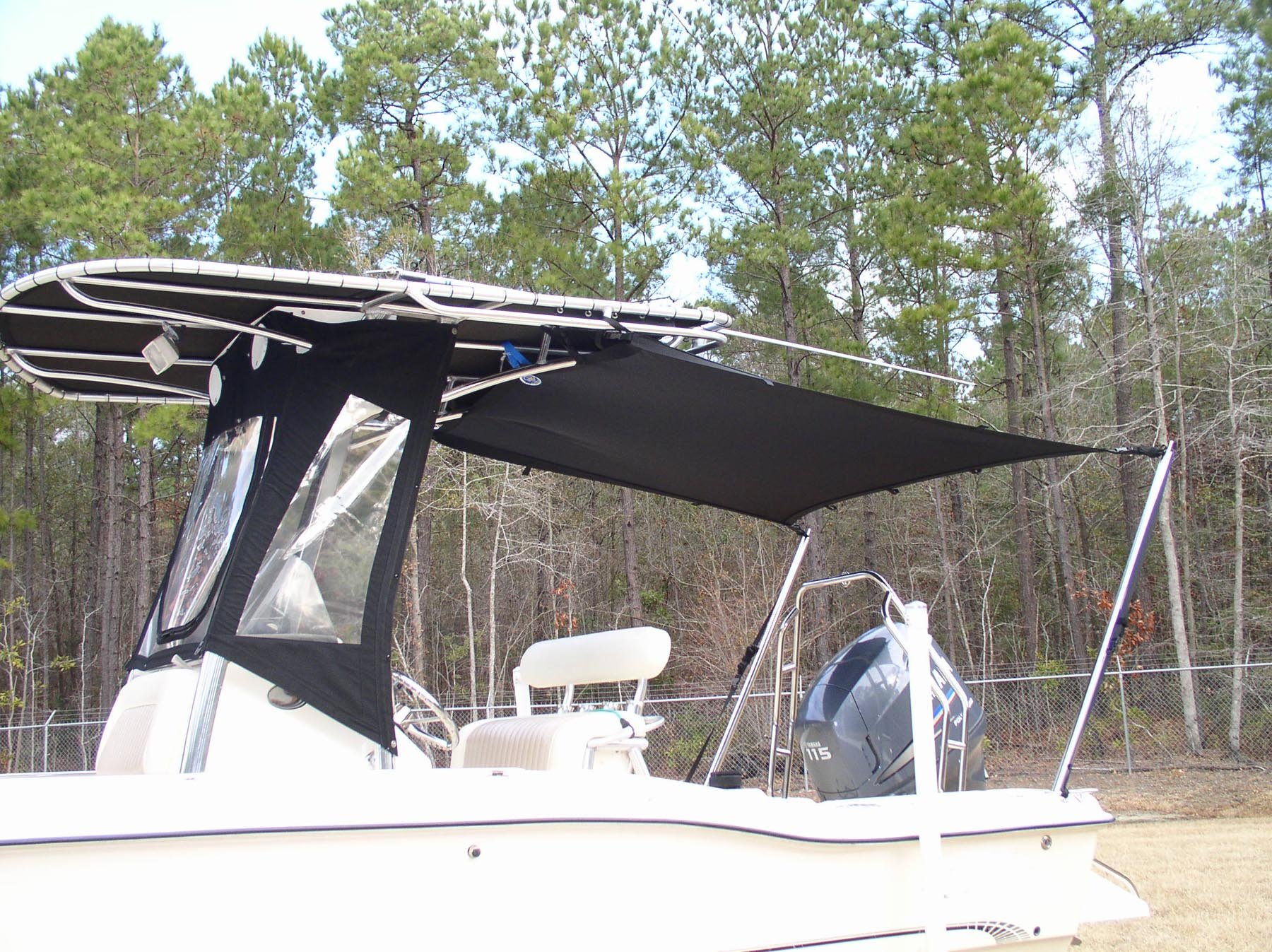 T-Top Boat Shade Kit, Black (5'L x 60"W) – Outer UV reflective coating for a 98% effective UV block – Secure fit-speed tested up to 30 knots – Resilient, elastic, breathable fabric – 2020108696