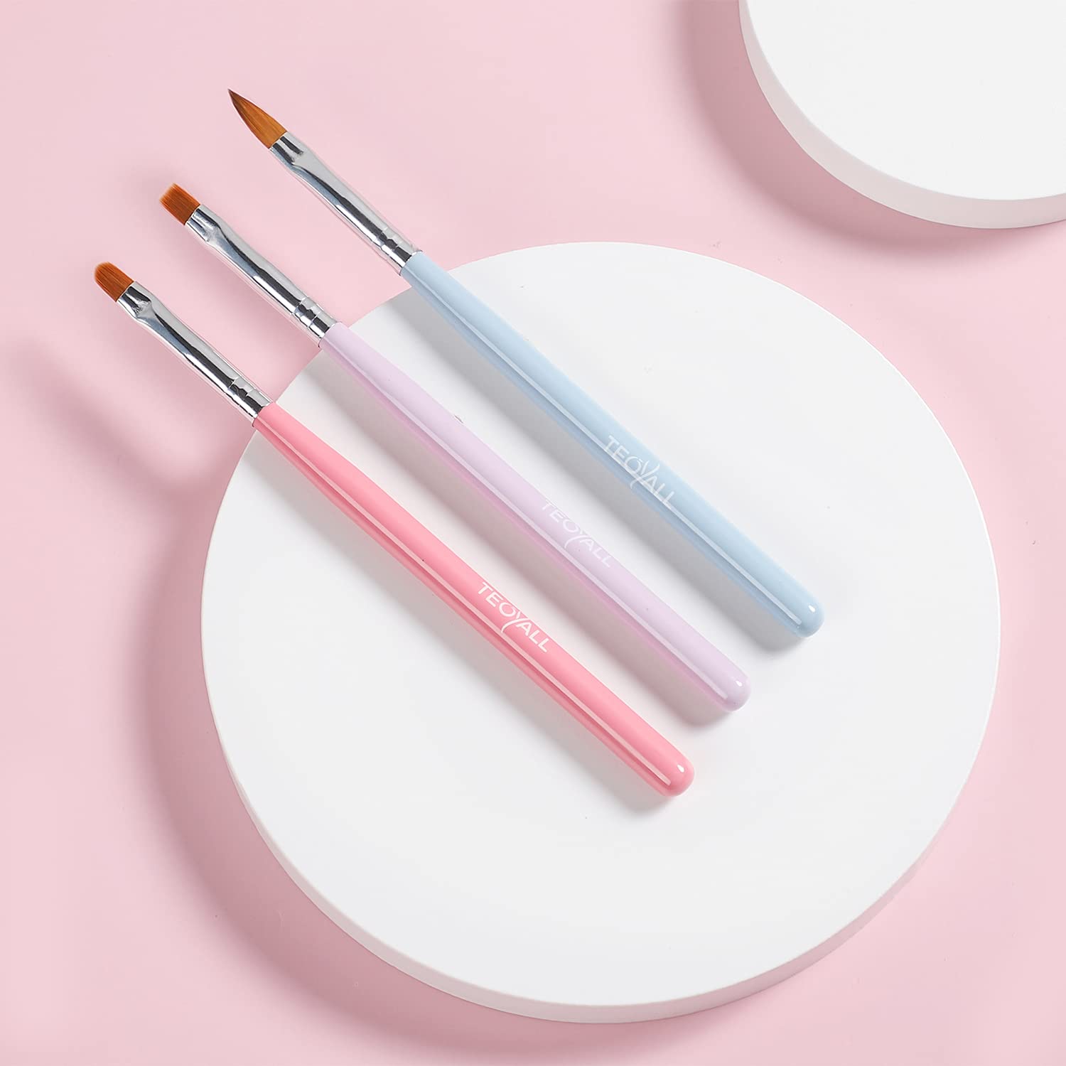 TEOYALL Nail Art Brushes, Nail Design Painting Brushes Builder Gel Brush Nail Dotting Tools Nail Fine Liner Brushes