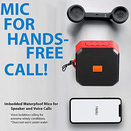 TEK STYZ IPX7 Speaker Compatible with Your Casio Wireless Casio G'zOne Commando 4G LTE with 13H Waterproof Playtime, Indoor, Outdoor Travel 1500 (RED)