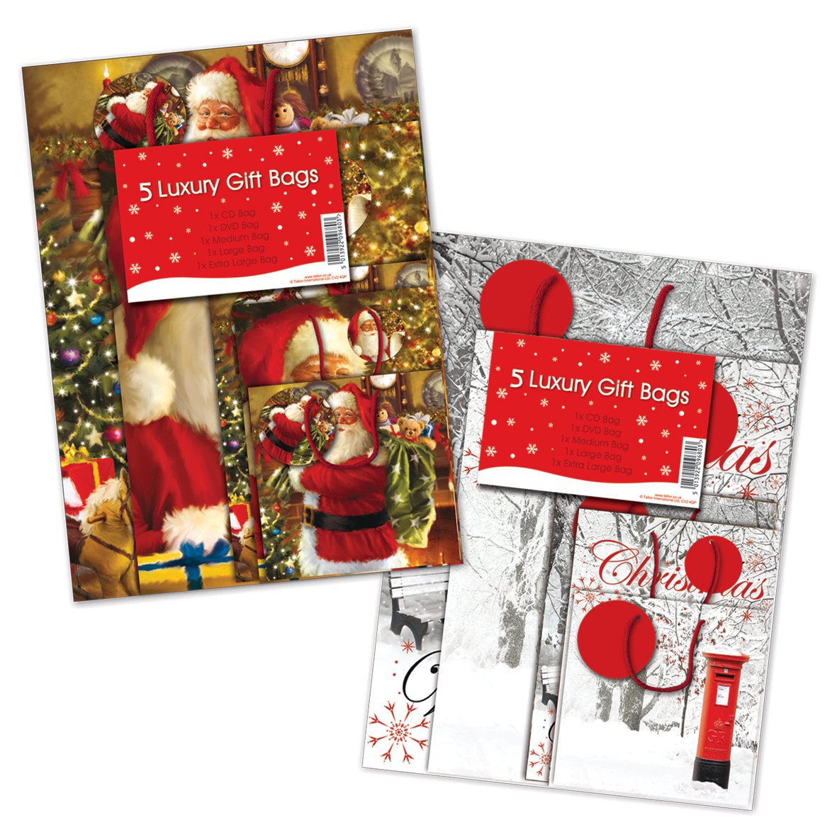 Tallon Christmas Traditional Designs Luxury Bags - Assorted (Pack of 5)