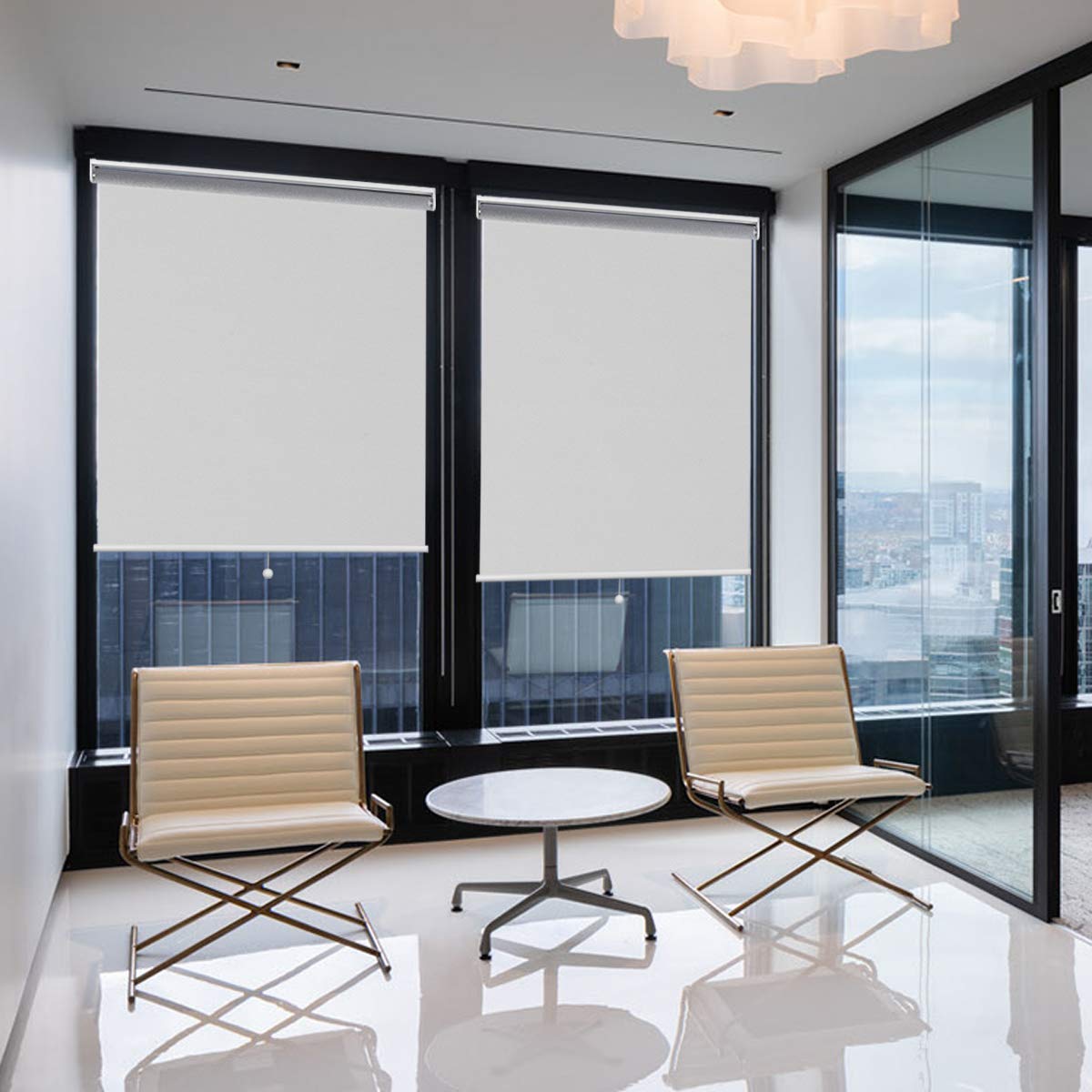 TFSKY Blackout Roller Shade Window Blinds - White, 39 x 72 Inch- Black Out 100% Light & UV, Thermal, Cordless and Easy to Pull Down & Up
