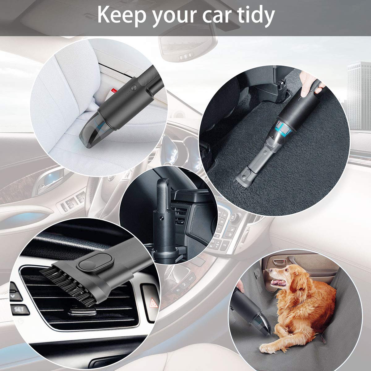 ZHENREN Handheld Vacuum Cordless Rechargeable, 6KPa Powerful Portable Handheld Vacuum, Quick Charging, Light Weight Mini Vacuum Cleaner for Home, Office and Car