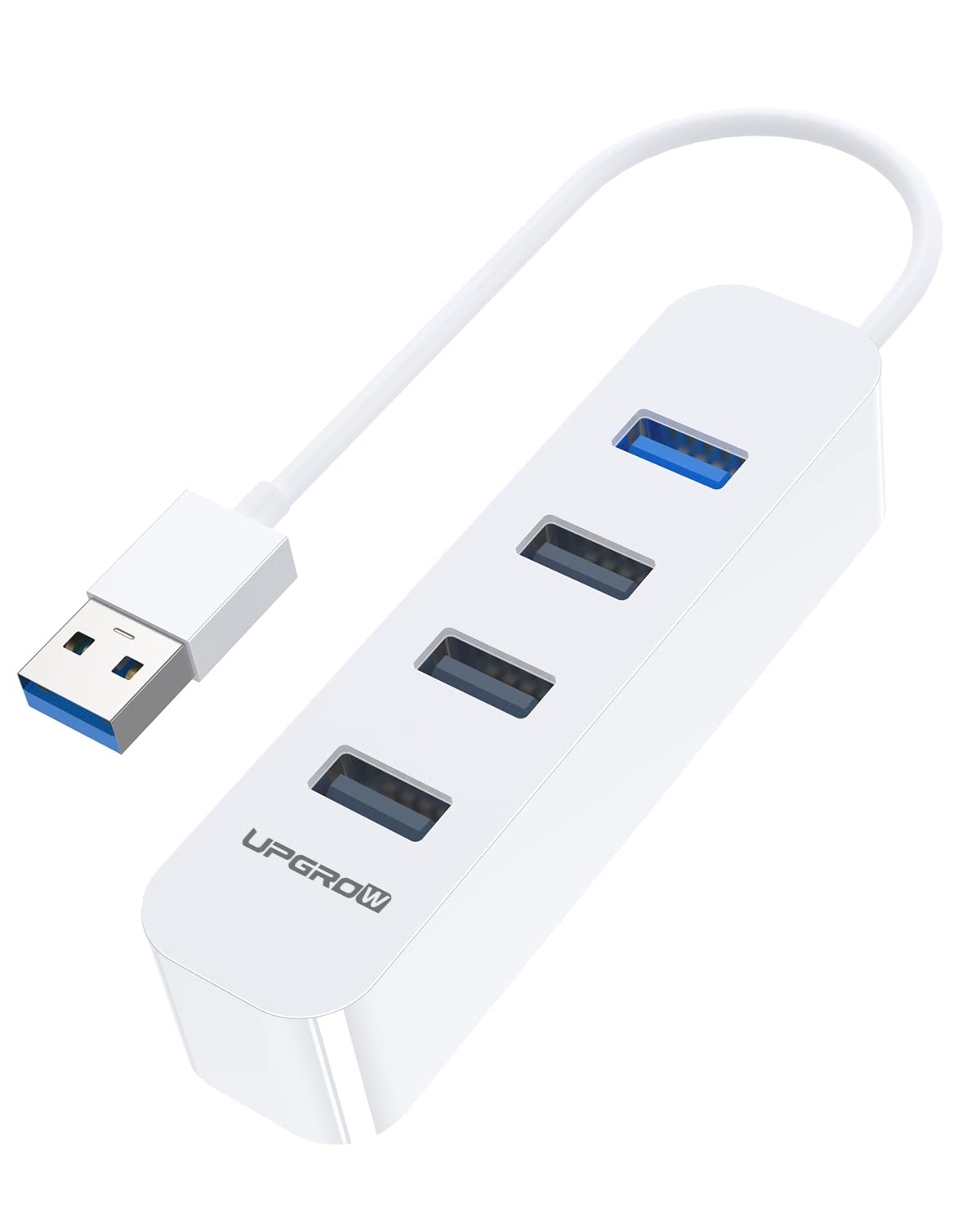 Upgrow USB 3.0 Hub 4-Port USB Hub with 5 Gbps USB Splitter for Laptop MacBook, Mac Pro, Mac Mini, iMac, Surface Pro, XPS, PC, Flash Drive, Mobile HDD-White