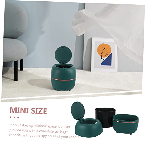 WATIIFUFU Desktop Trash can Countertop Trash Bin car Waste can Flipping Trash Bin Mini Waste countertop Garbage can Garbage Container Tiny Recycle Multifunction Collector Plastic Clamshell