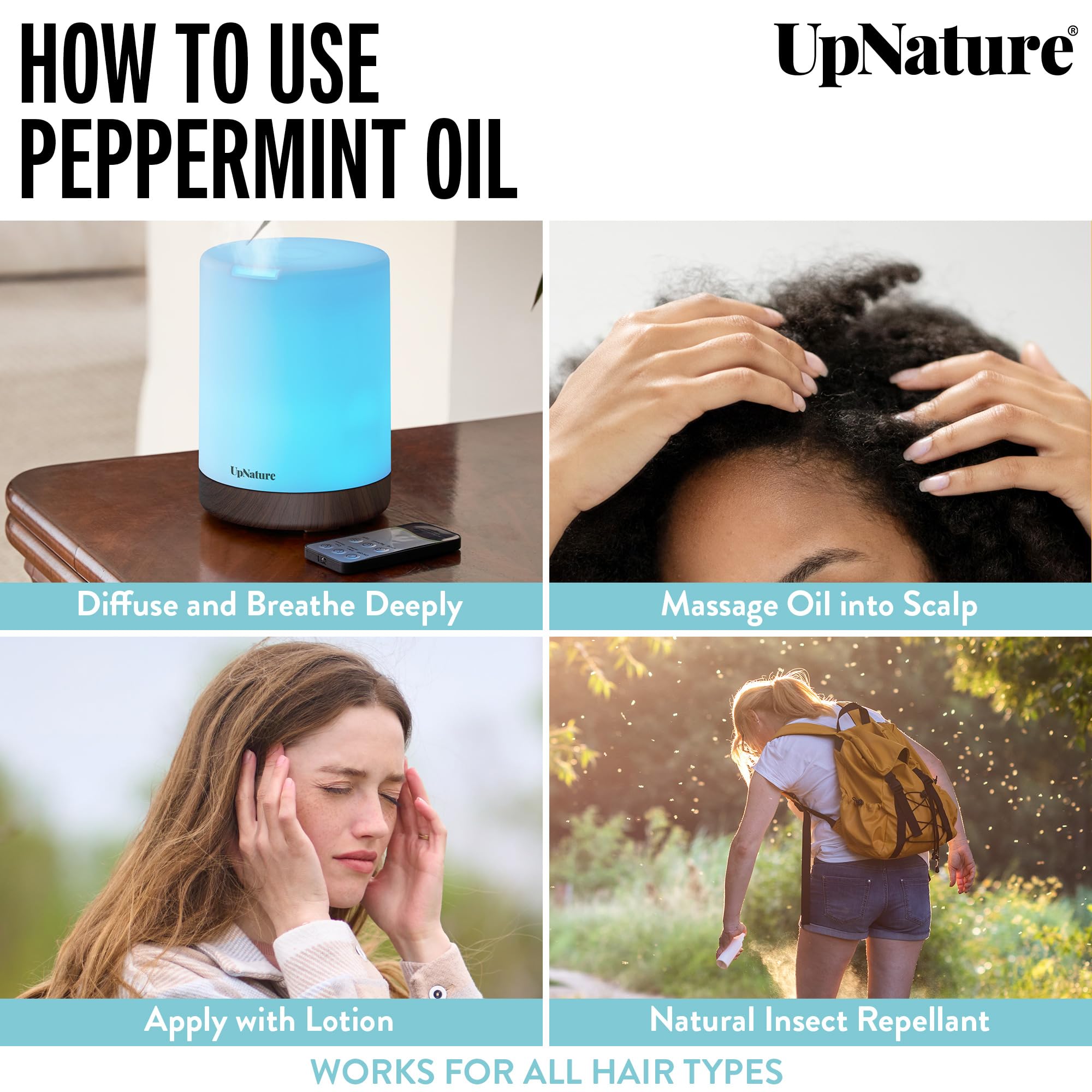UpNature USDA Certified Organic Peppermint Essential Oil - 2oz –100% Natural & Pure Peppermint Oil, Aromatherapy Oil