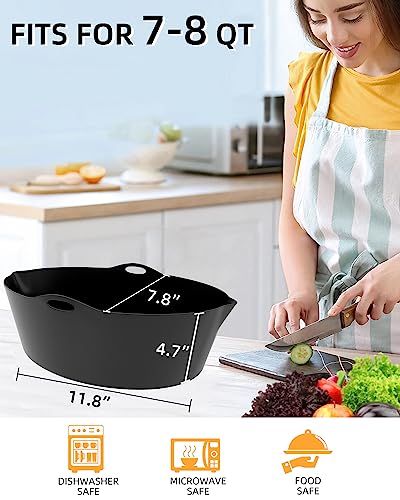 Ziimlpo Silicone Slow Cooker Liners Divider for 7-8 Quart Oval Crockpot, Reusable and Leak-proof Slow Cooker Divider Liner, BPA Free (Black)