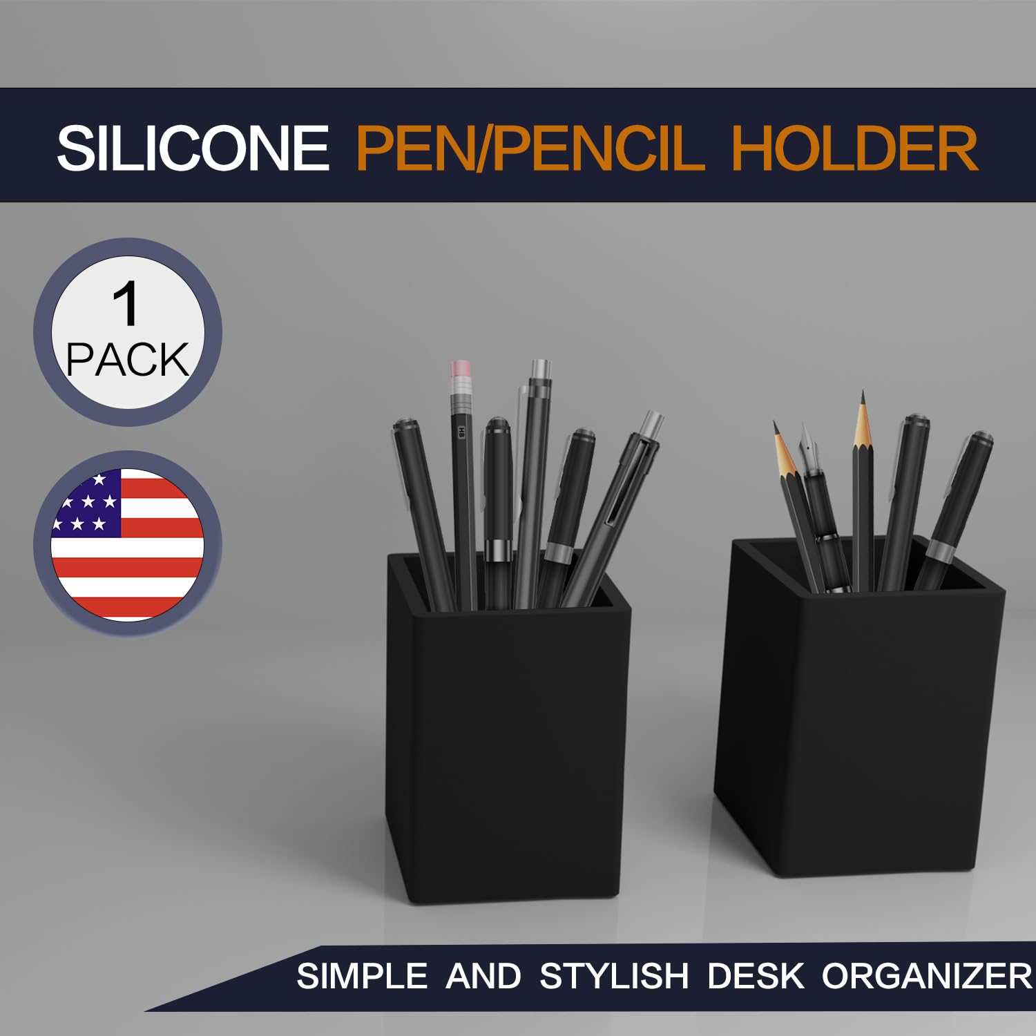 Silicone Pen And Pencil Holder For Desk,5mm Thick Silicone Pen Holder For Keeping Your Workspace Tidy And Organized,A Practical Design And Must-Have Pen Holder For Your Desktop Needs (1 PACK BLACK)