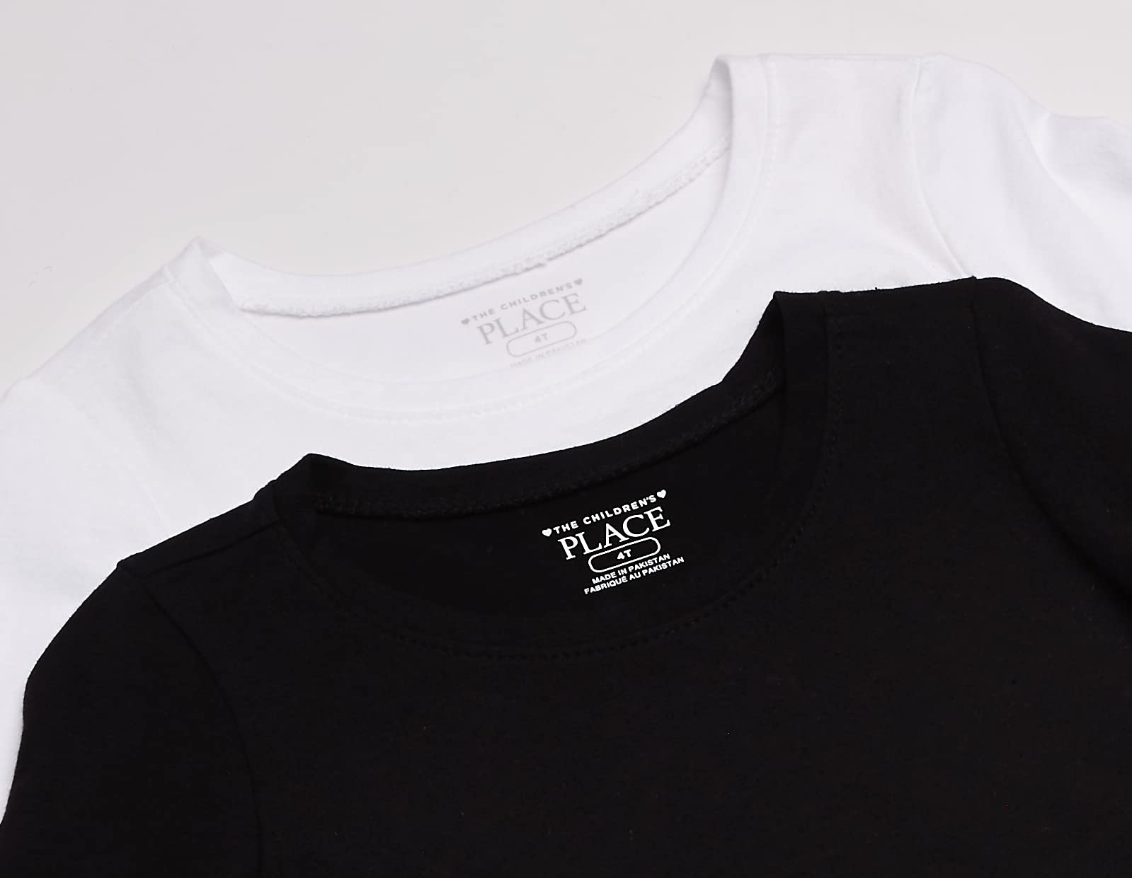 The Children's Place baby girls And Toddler Long Sleeve Basic Layering T-shirt T Shirt, Black/White 2 Pack, 4T US